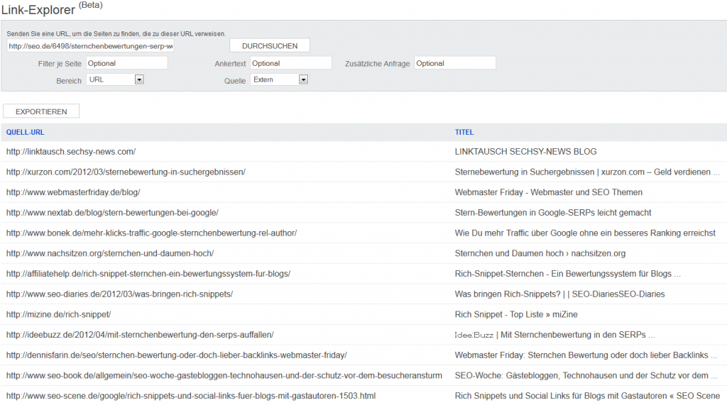 Bing Link Explorer - Seo.de